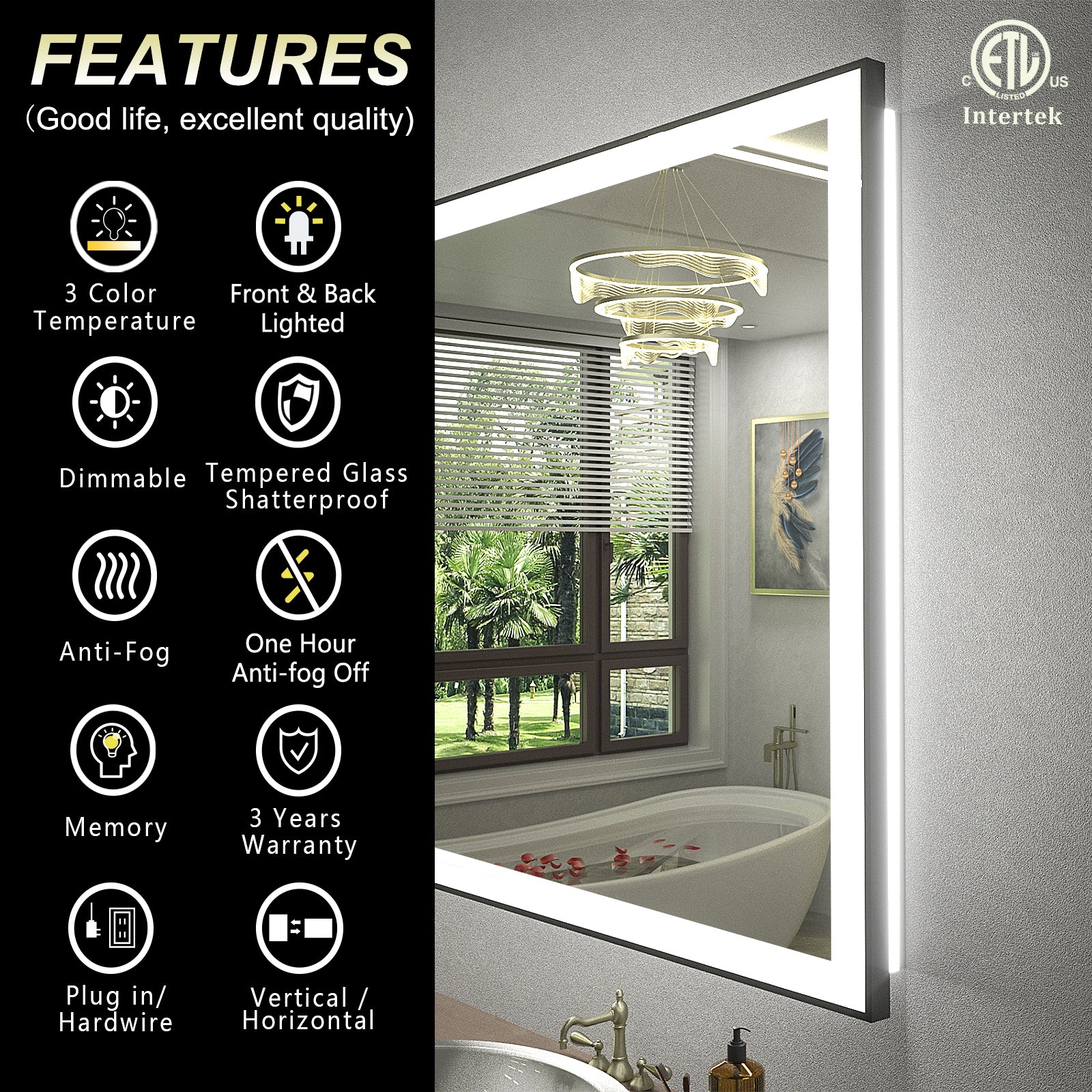 LED Framed Front & Back Lighted broad Mirror – GODCHAR