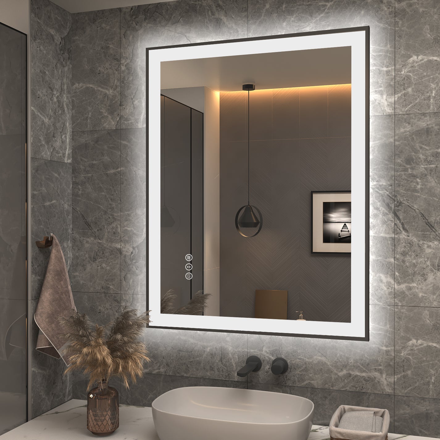 LED Framed Front & Back Lighted broad Mirror – Apmir